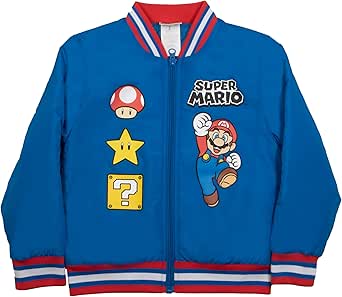 Amazon.com: Nintendo Super Mario Bros Boys Bomber Jacket, Zip-Up ...