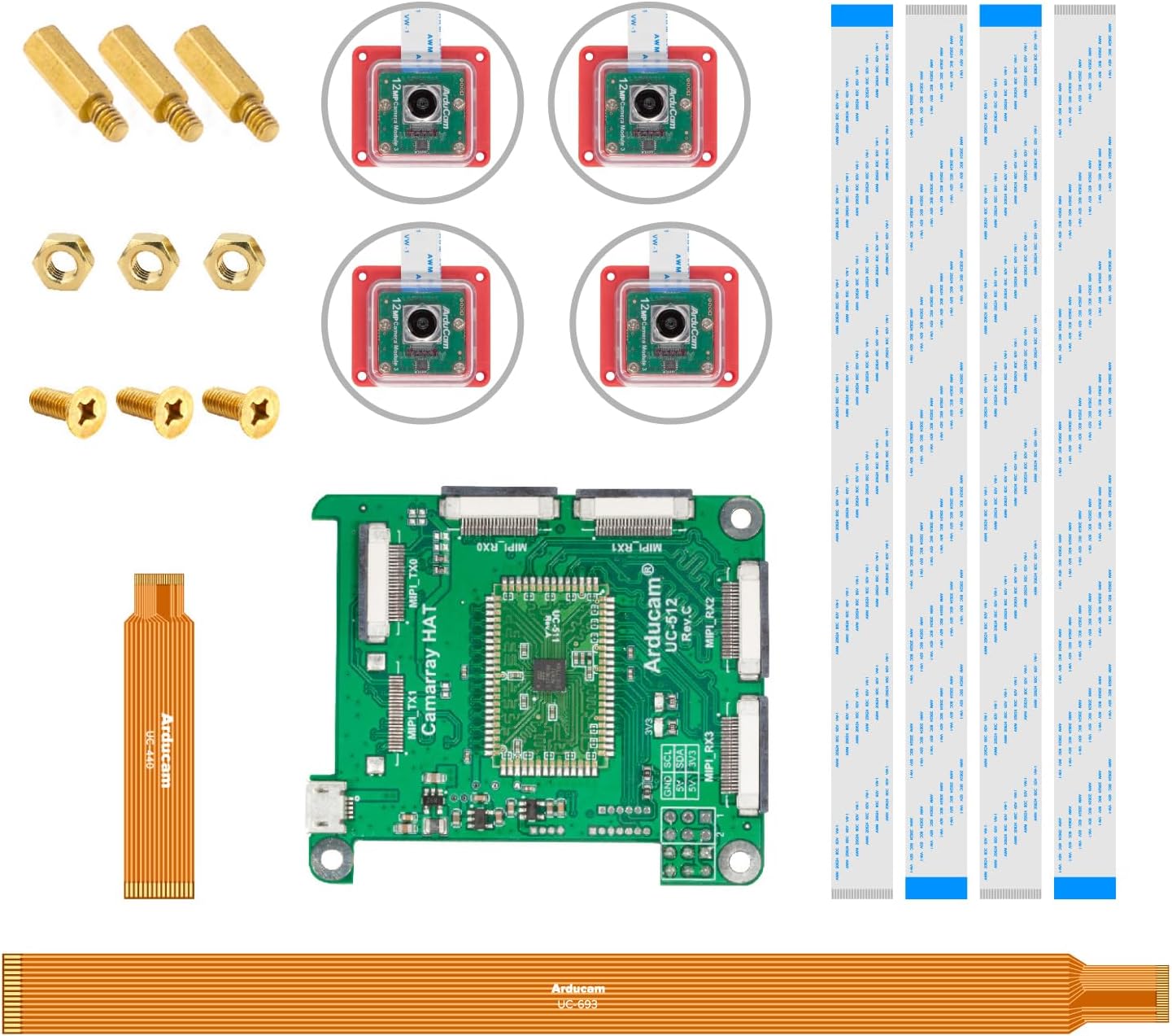 Amazon.com: Arducam for Raspberry Pi Camera, 12MP IMX708 Quad-Camera Kit for Raspberry Pi 5, 120 ...