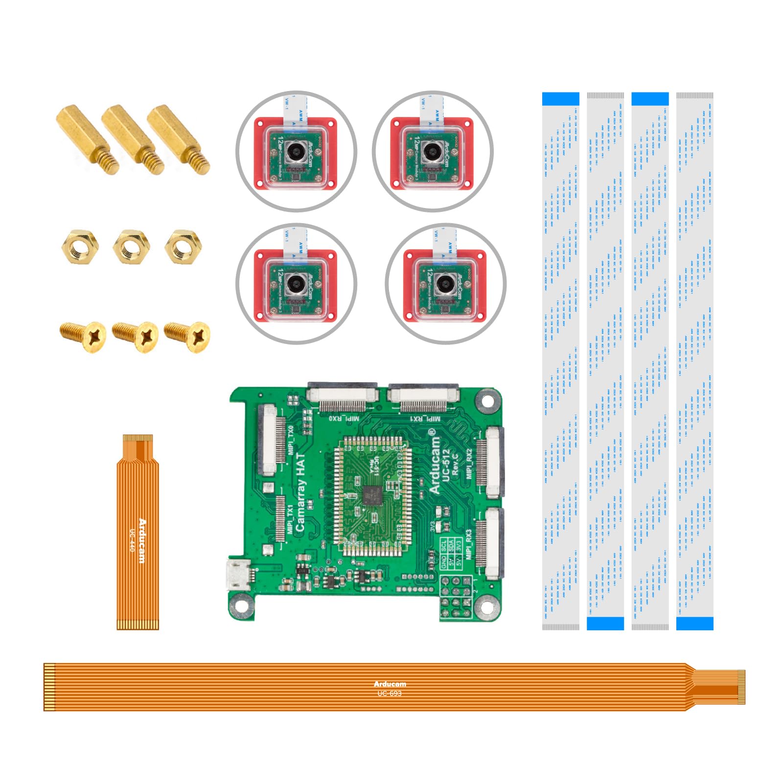 Amazon.com: Arducam for Raspberry Pi Camera, 12MP IMX708 Quad-Camera Kit for Raspberry Pi 5, 120 ...