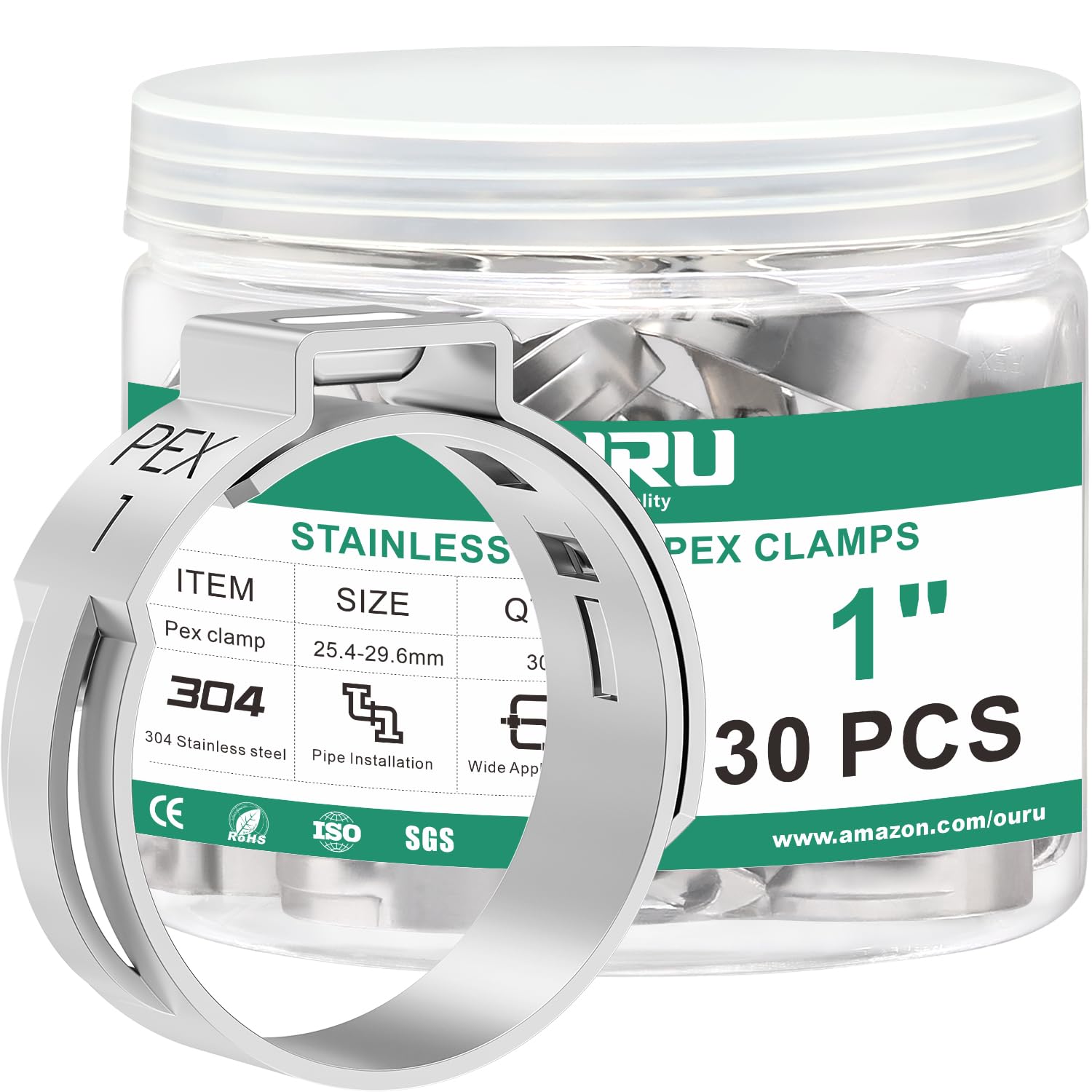 Snapklik.com : 30PCS 1 Pex Crimp Ring,304 Stainless Steel Pex Cinch ...