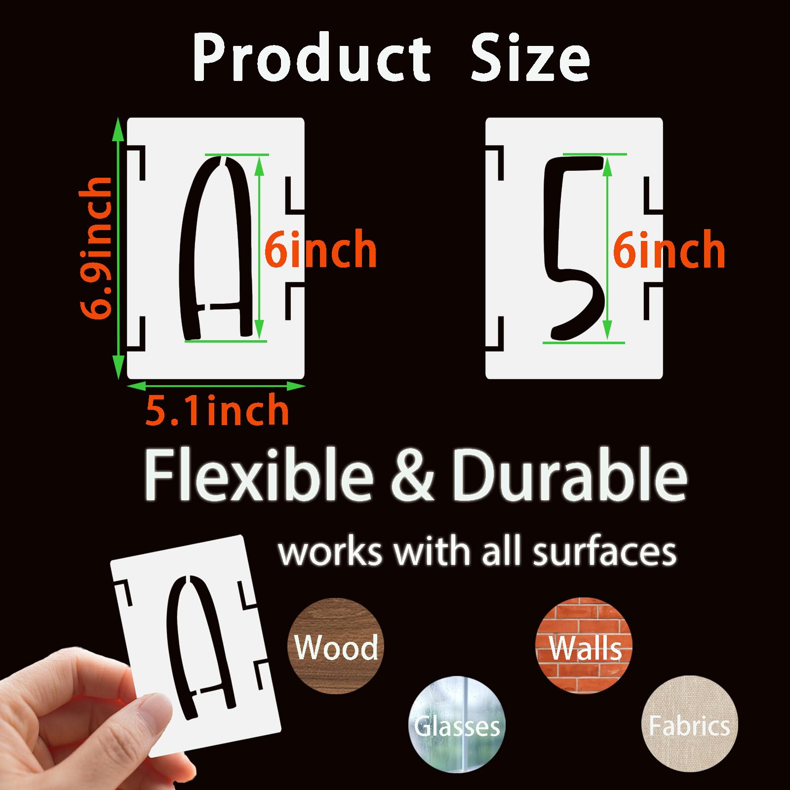 Snapklik.com : 6 Inch Alphabet Letter Stencils, 42 Pcs Reusable Plastic ...