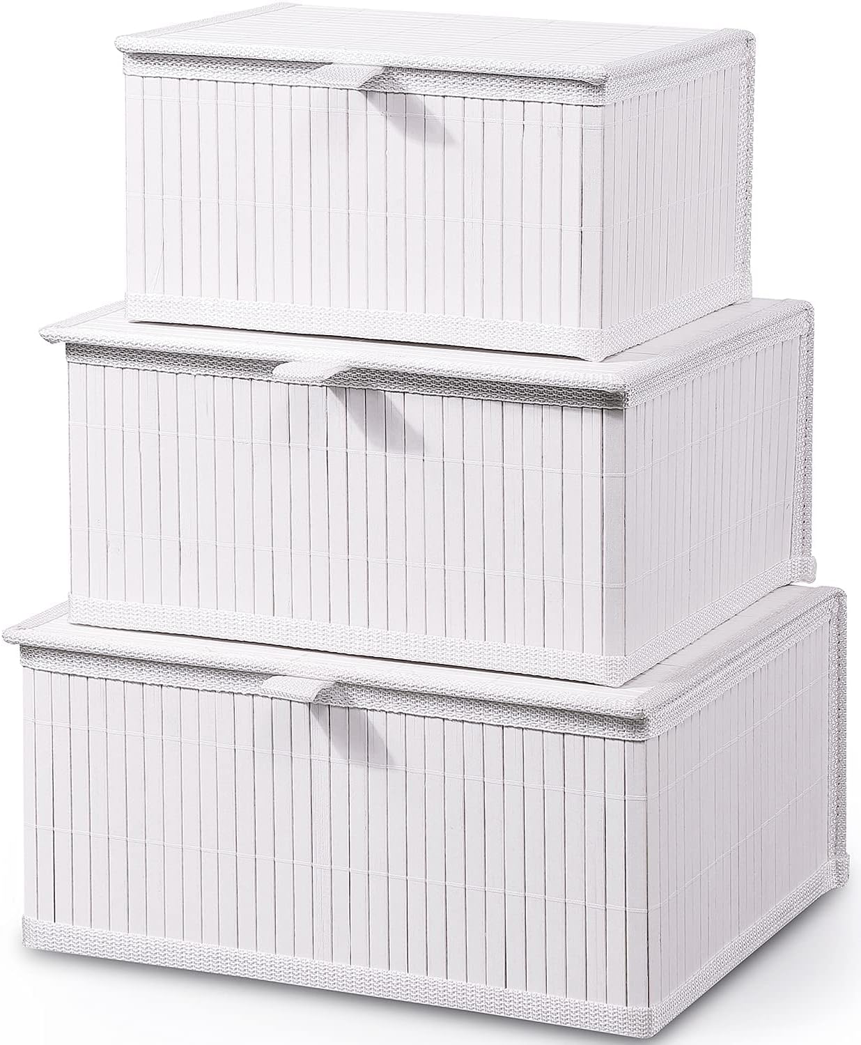 Amazon.com: Honygebia White Wicker Storage Baskets - Set of 3 ...