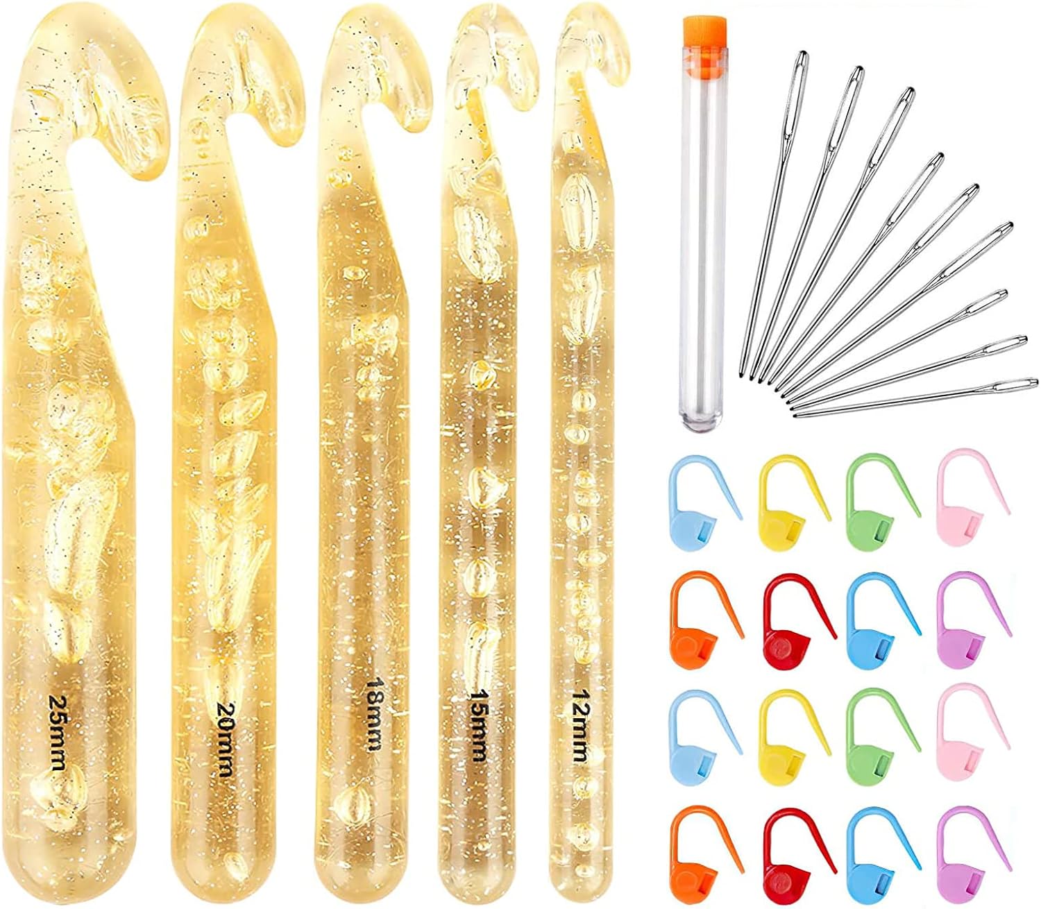 Amazon.com: 34 Pcs Handle Crochet Hooks Set 12mm-25mm Large for Chunky ...