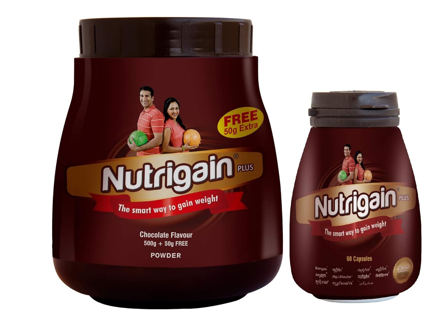 Nutrigain Ayurwin Powder 500Gm & Nutrigain 60 Capsules with Chocolate ...