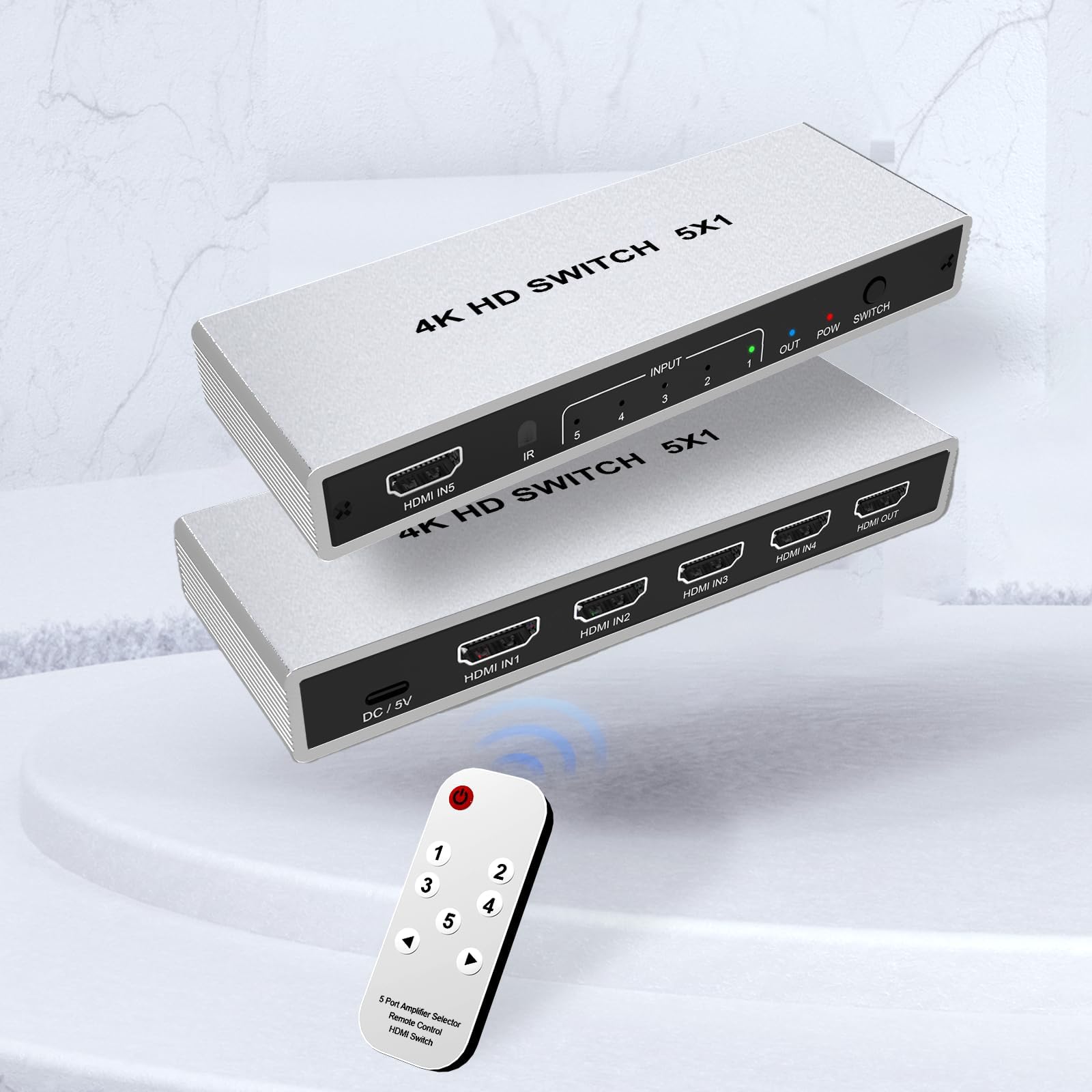 Amazon.com: 4K HDMI Switch 5 Port HDMI Splitter - 5 in 1 Out HDMI Switcher Aluminum HDMI 2.0 ...