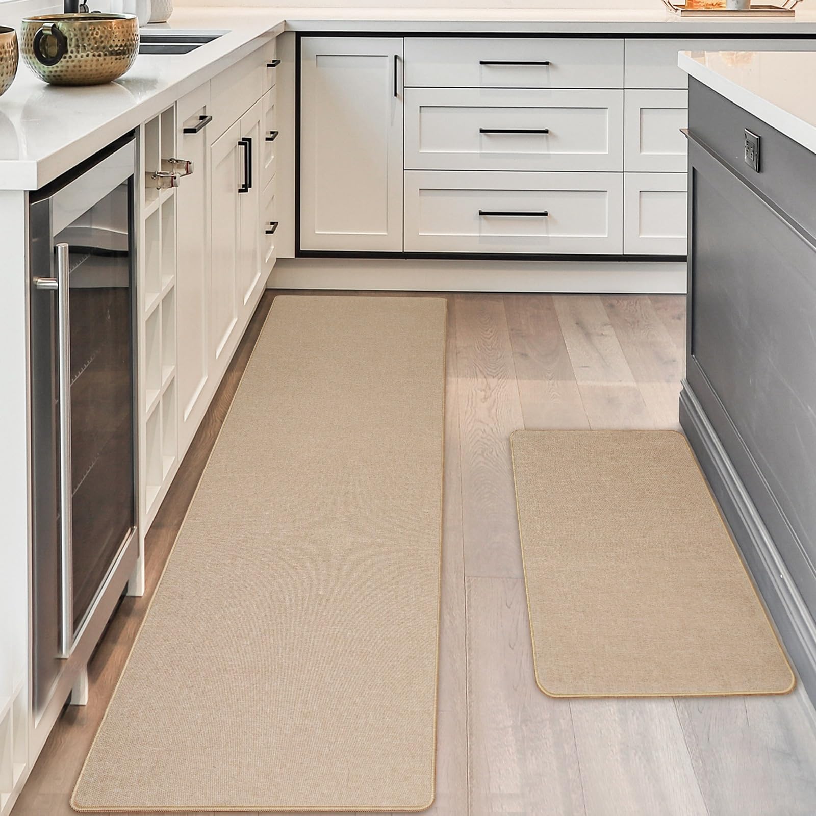 EGOBUY 2PCS Kitchen Rug Set Washable Kitchen Non Slip Area Rugs Mats ...