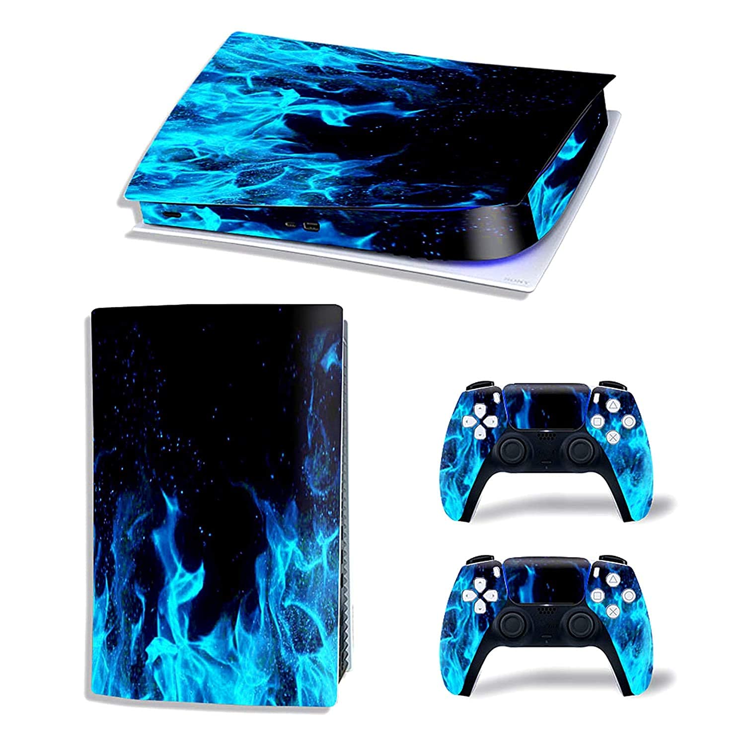 Khushi Decor Blue Fire UV 3M Vinyl Sticker Decals for Playstation 5 ...