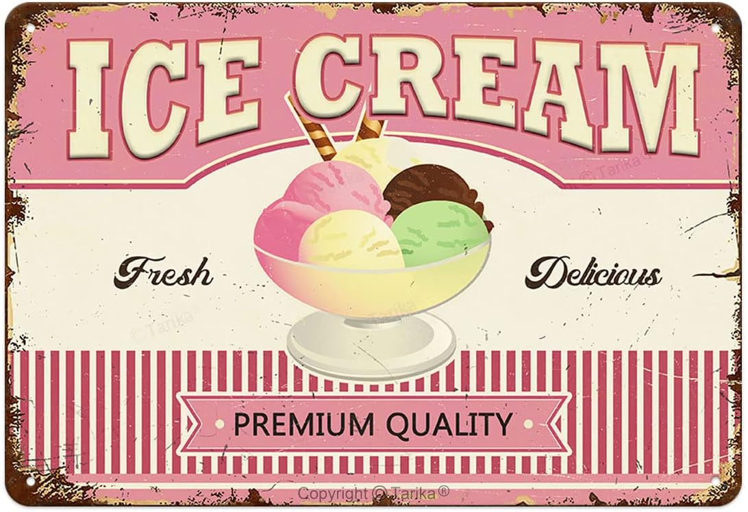 Amazon.com: Ice Cream Tin Sign Vintage Metal Signs Wall Decor for Ice ...