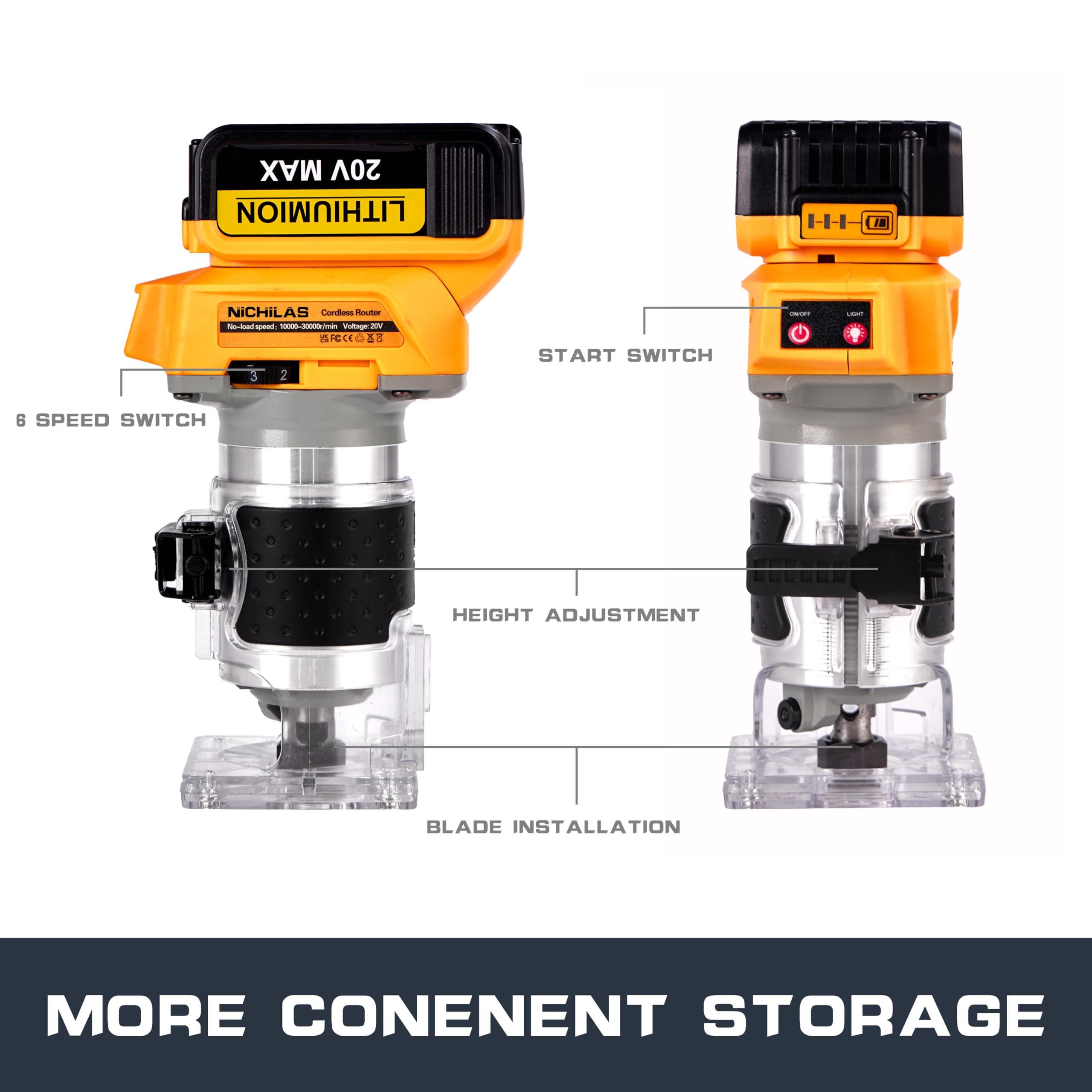 Cordless Trimmer Router, Brushless Hand Edge Trimmer for Wood Working ...