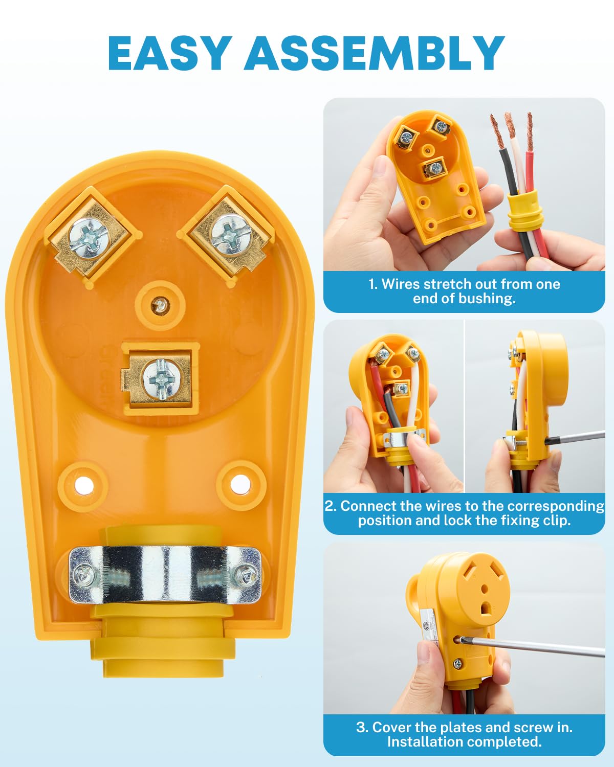 Snapklik.com : Kohree 30 Amp RV Plug Female, RV Receptacle Heavy Duty ...