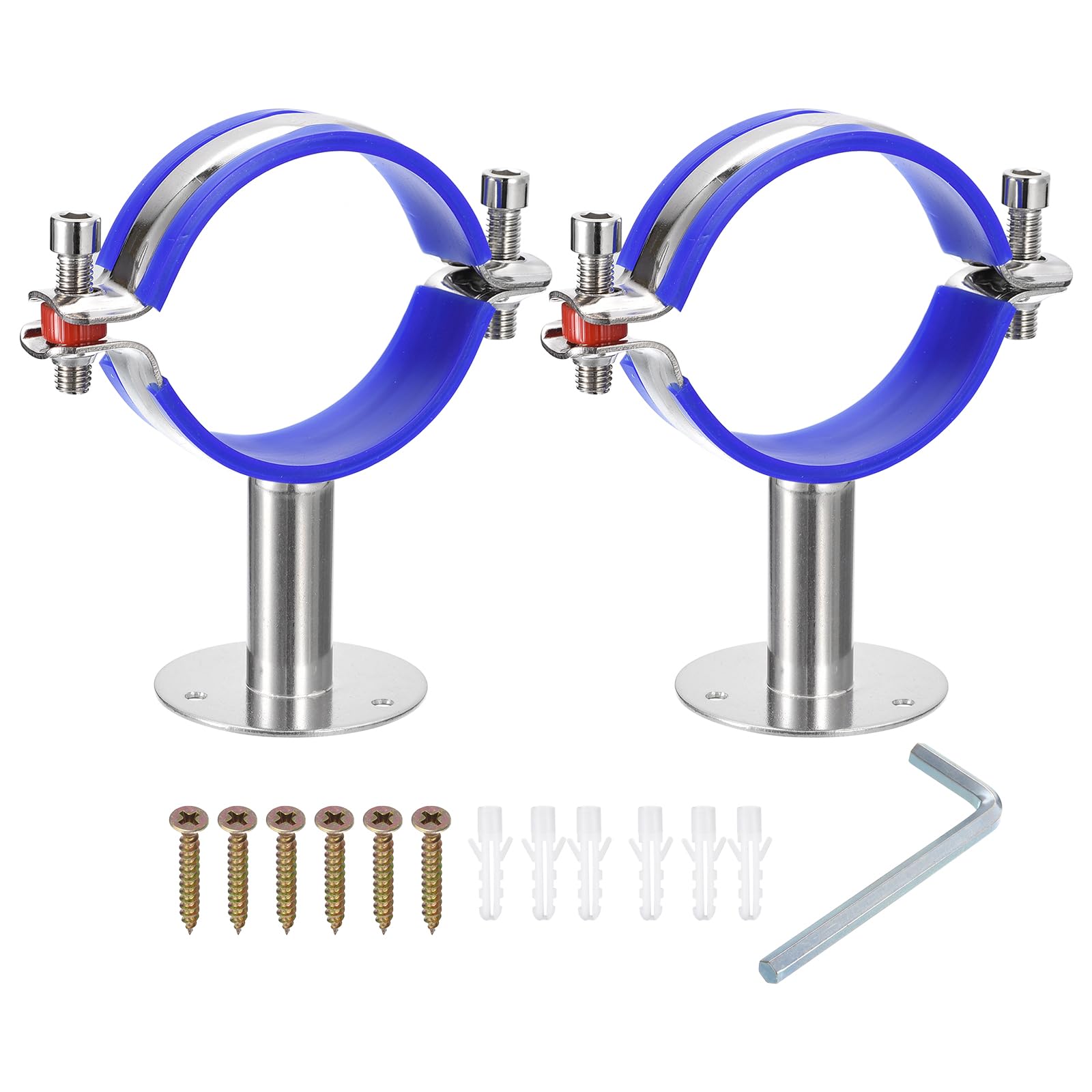 uxcell 2Pcs Stainless Steel Pipe Supports Wall Mount Ceiling Mount Pipe ...