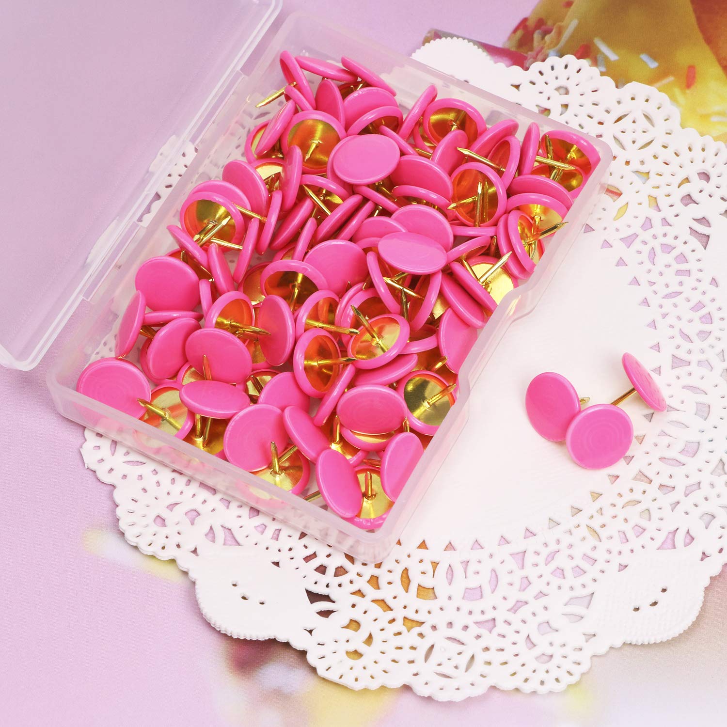 Snapklik.com : Tupalizy 120PCS Flat Plastic Round Head Map Thumb Tacks ...
