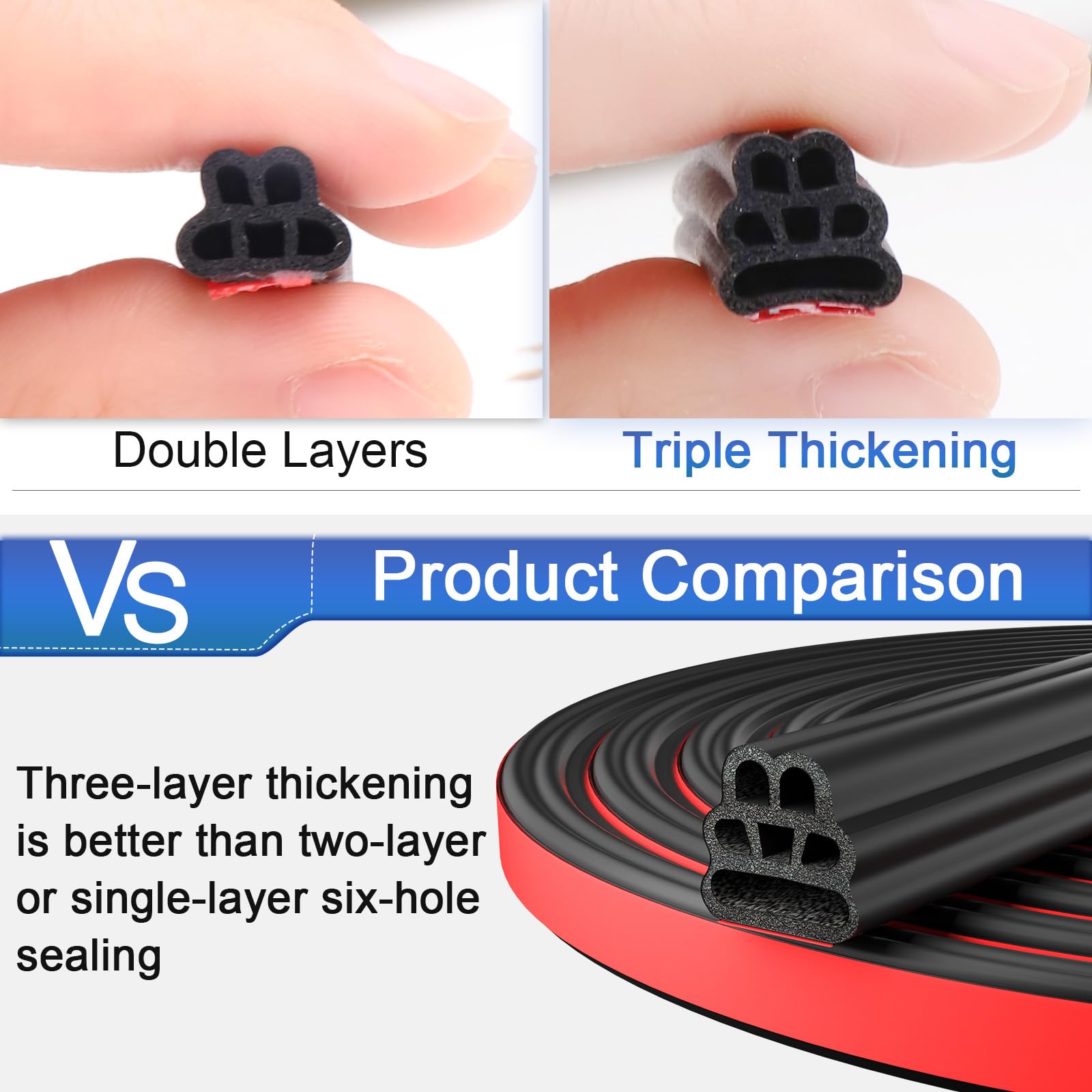 Snapklik.com : 70.5Ft Car Door Seal Strip 3 Layer Pyramid Structure ...