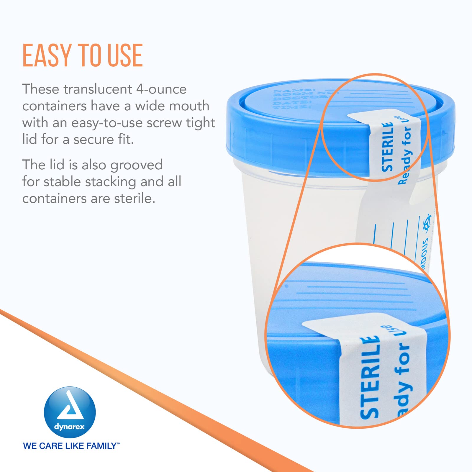 Dynarex Specimen Containers, Sterile, Individually Wrapped Specimen ...