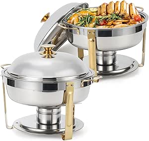 Amazon.com: Amhier 5 Qt Chafing Dish Buffet Set with Lid, Stainless Steel Round Chafers and ...