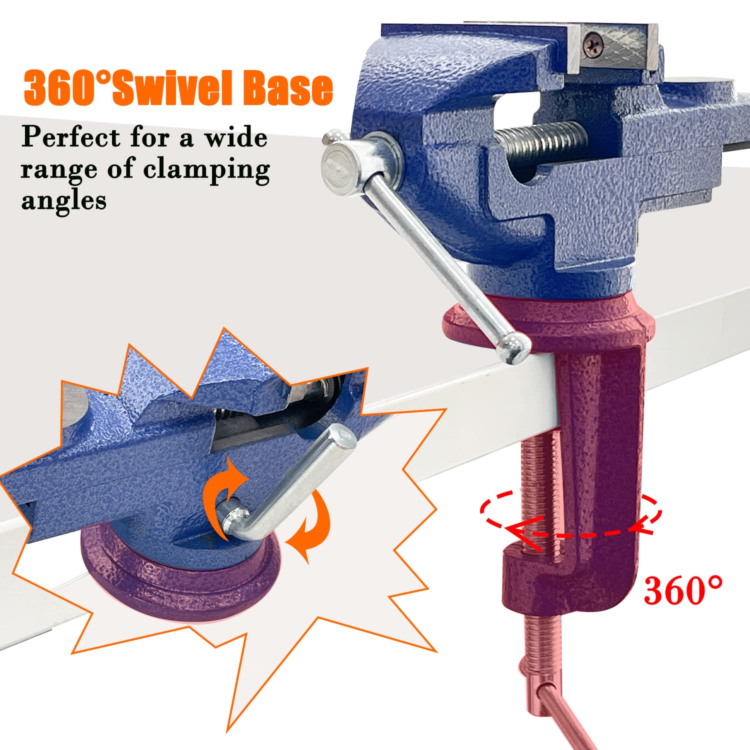 Snapklik.com : Sutekus Home Vise Clamp-On Vise Heavy Duty Bench Vise ...