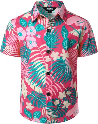 JOGAL Boys Funky Casual Short Sleeve Hawaiian Shirt Kids Floral Print ...
