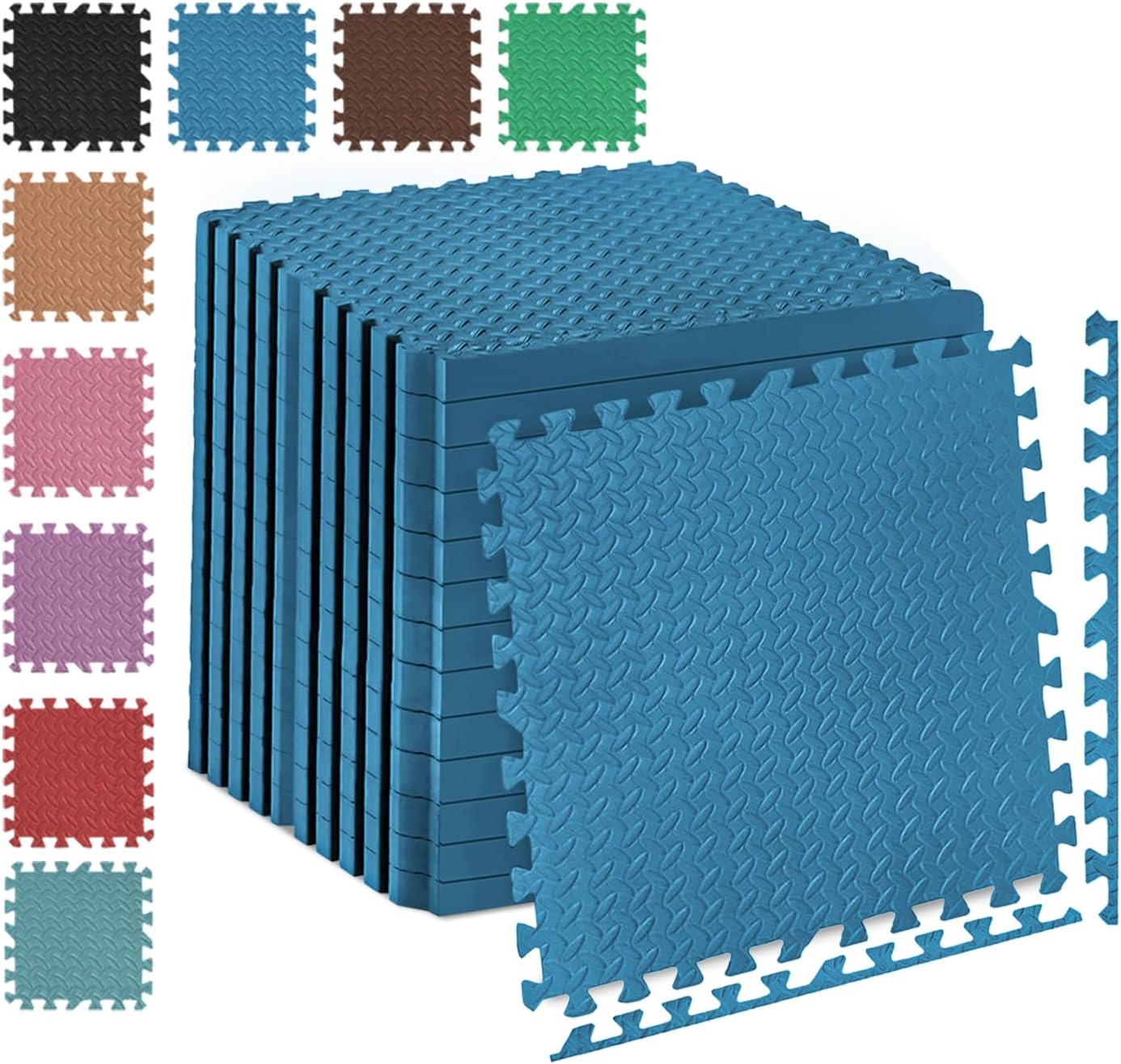 Fk Sports 25mm Extra Thick Gym Flooring Mat, Leaf 60x60cm (Blue, 4pcs ...