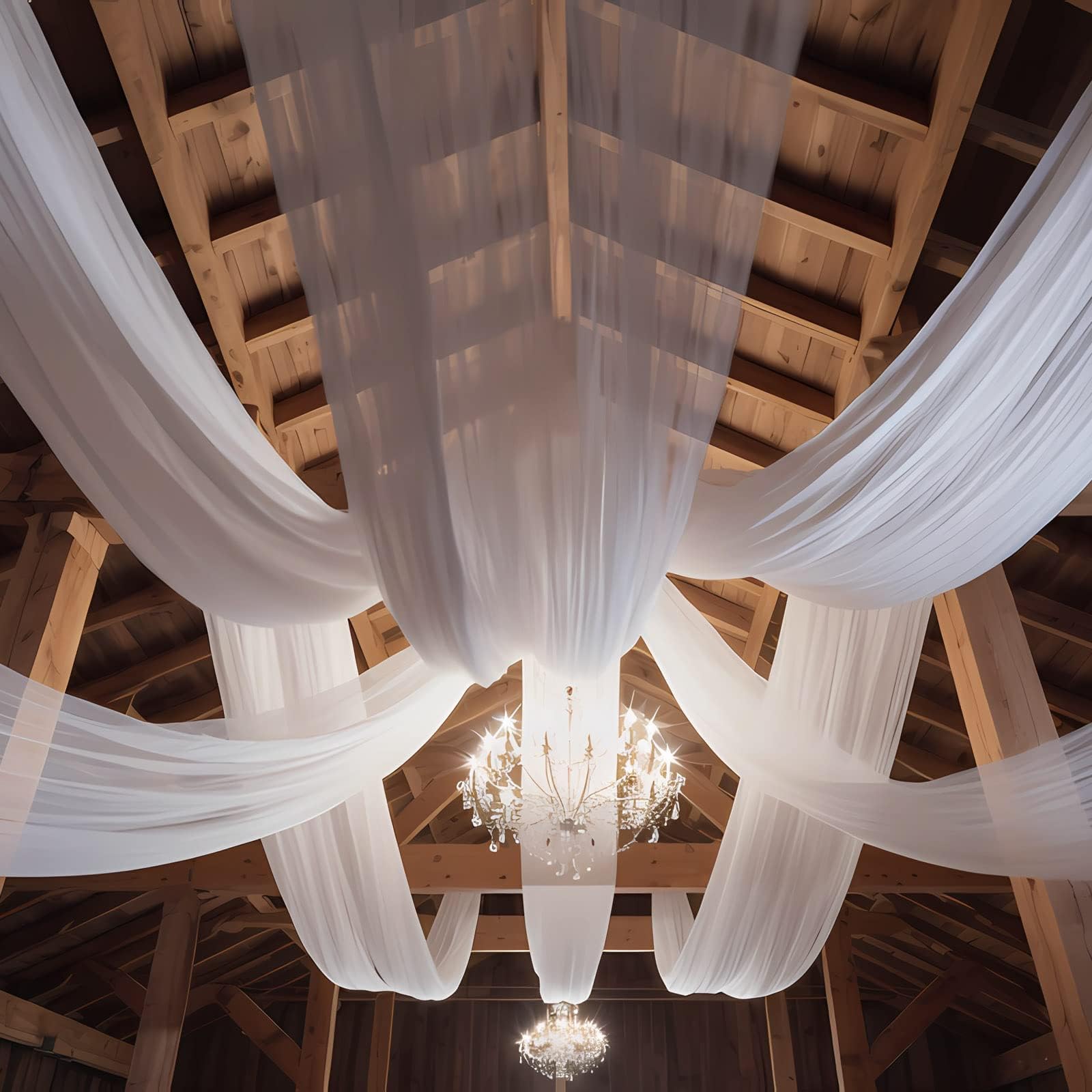 Amazon.com: Ceiling Drapes for Weddings White 6 Panels 5ftx20ft ...