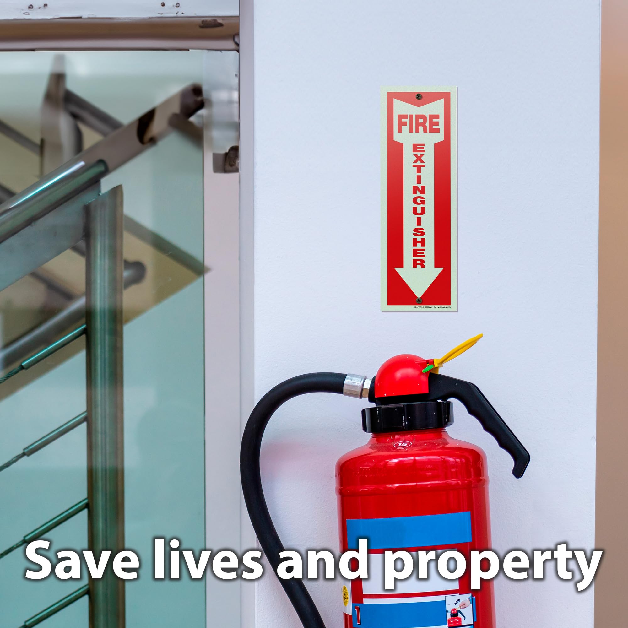Snapklik.com : iSYFIX Fire Extinguisher Reflective Signs 10 Pack 4x12 ...