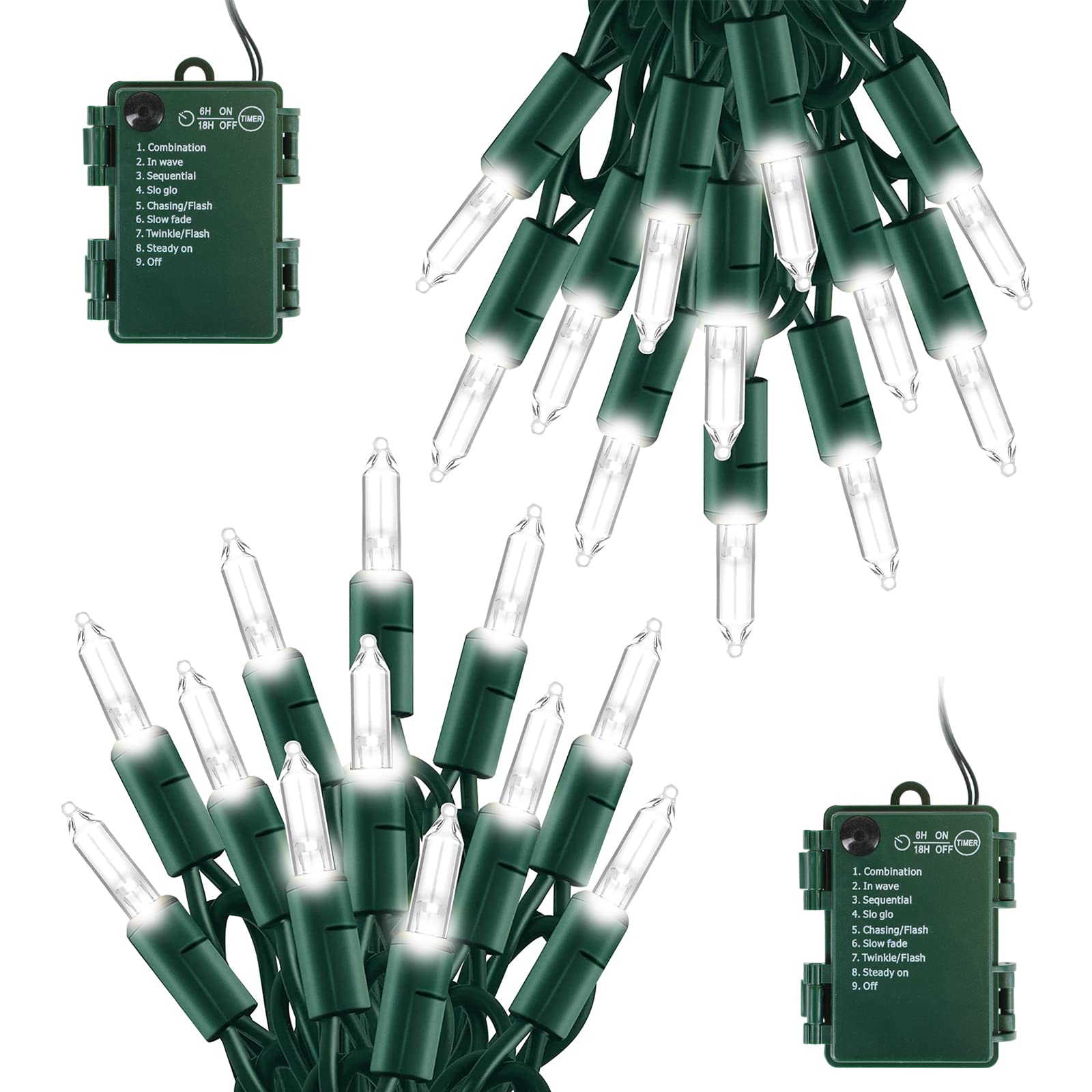 Battery Powered Christmas Lights 2-Pack of 60 LED 20 ft Battery Powered ...