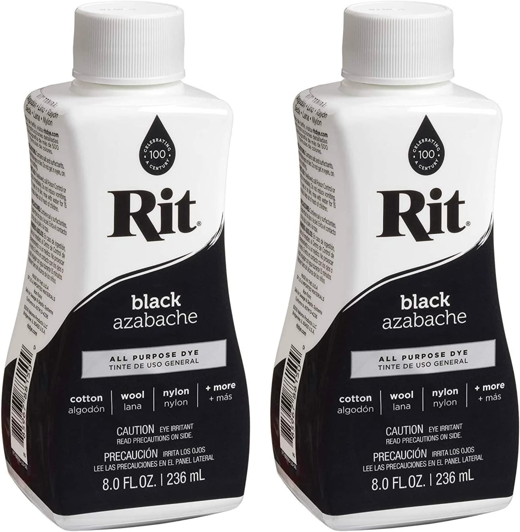 Amazon.com: Rit Dye 88150 All Purpose Liquid Dye, Black, 8 Fl Oz (Pack ...