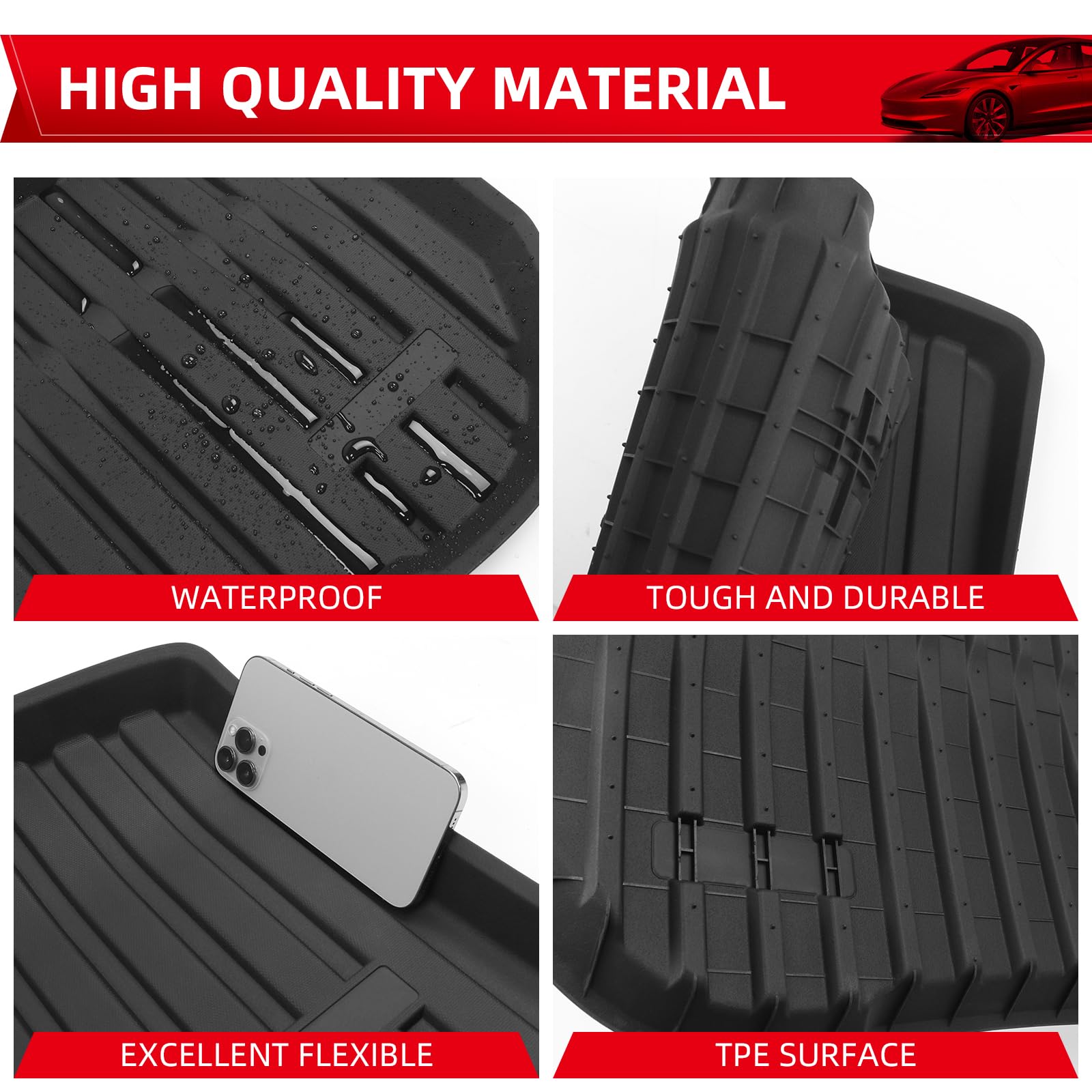 Leeiion Cargo Mat Compatible with New Tesla Model 3 Highland Trunk Mats ...