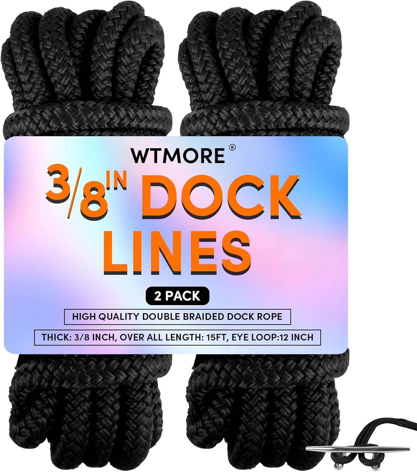 Dock Lines Boat Ropes for Docking 38 x15' Double Braided Mooring Marine ...