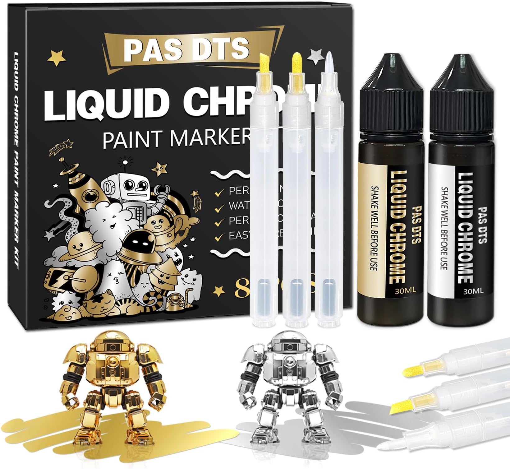 Amazon.com: Liquid Mirror Chrome Metallic Markers Kit 8pcs - Silver ...