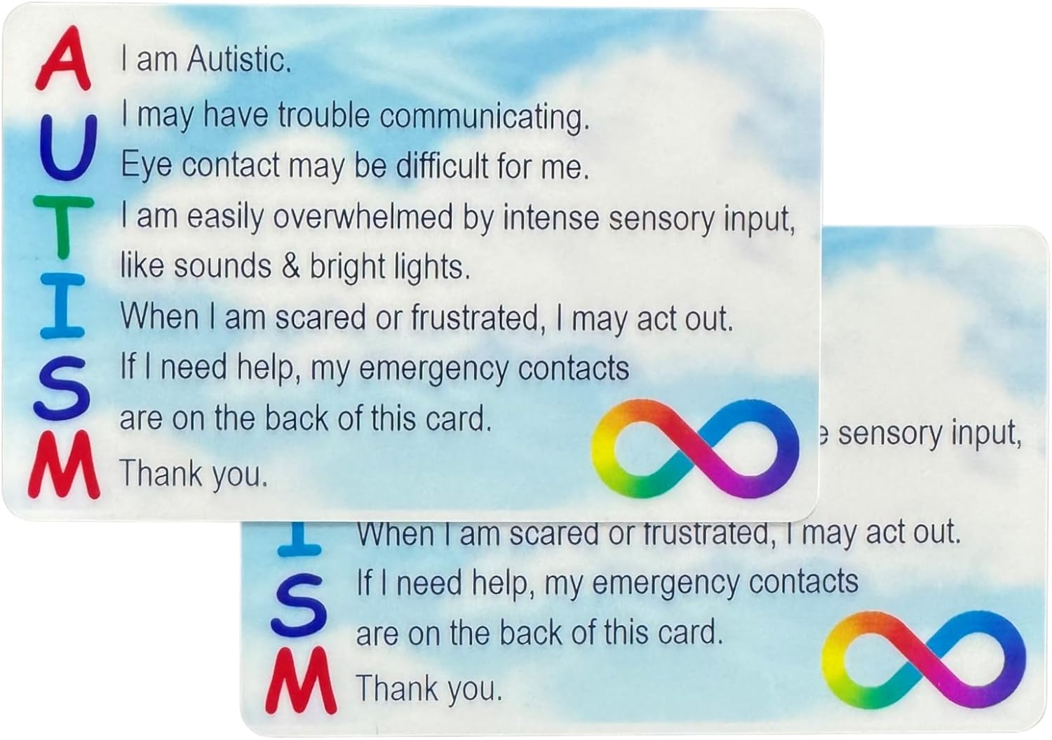 Amazon.com : Autism Alert Card ADHD Autism Awareness Cards 2 Pack Cloud ...