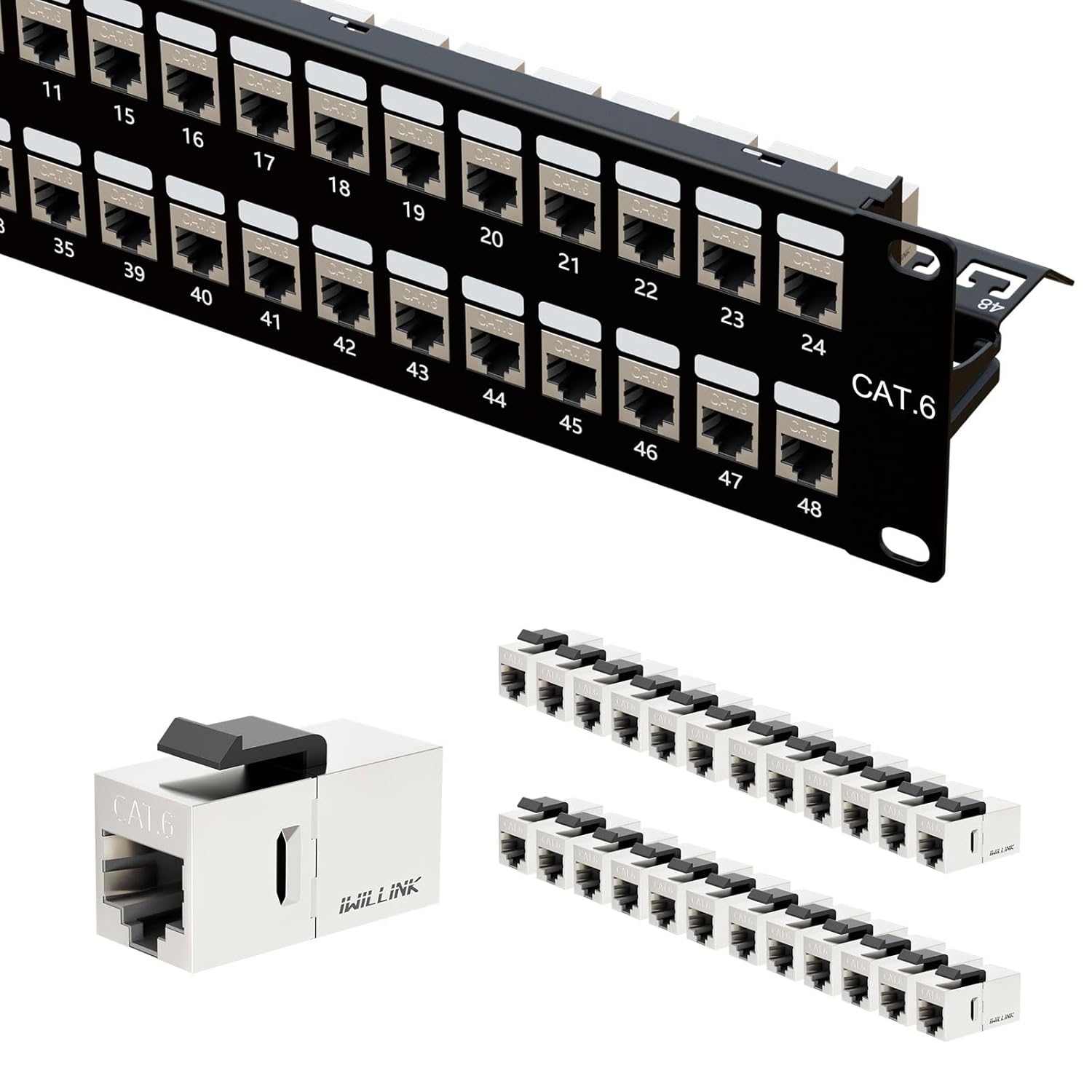 Amazon.com: iwillink 48 Port RJ45 Through Coupler 2U Cat6 Shielded ...