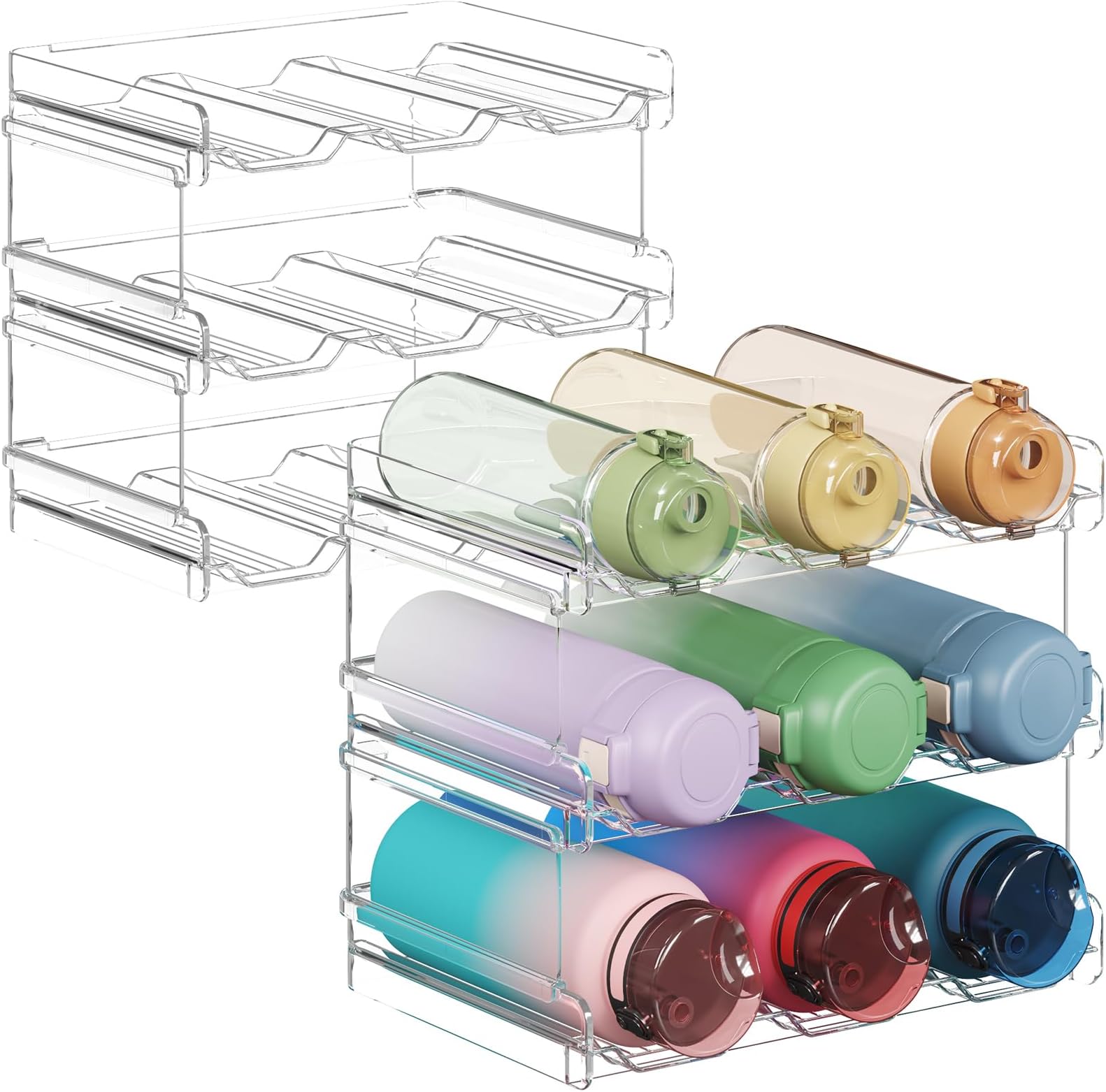 Amazon.com: IROONN Large Compartment Water Bottle Organizer, Stackable ...