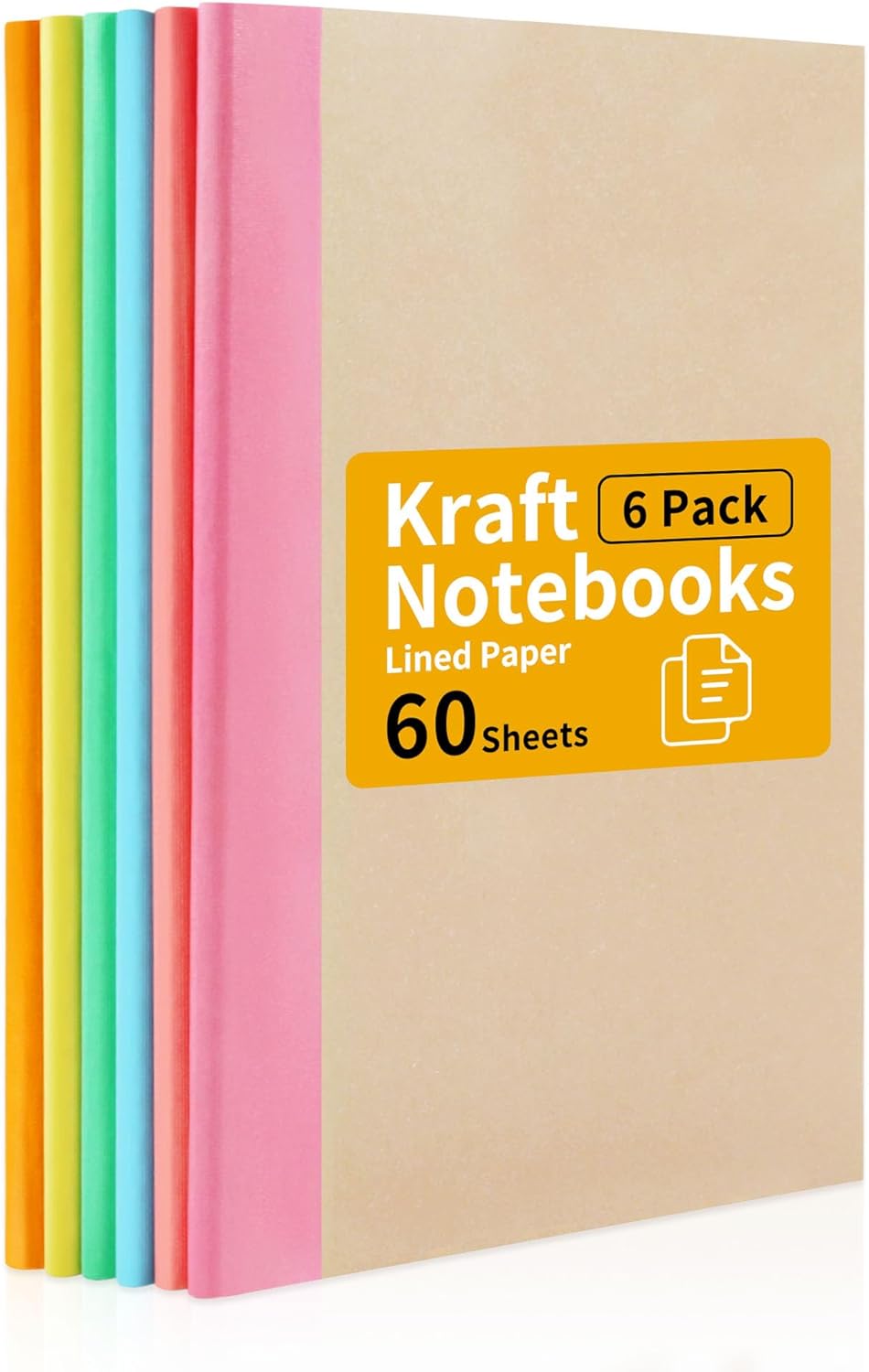 Amazon.com : SUNEE 6 Pack Kraft Notebook Journals, Composition ...