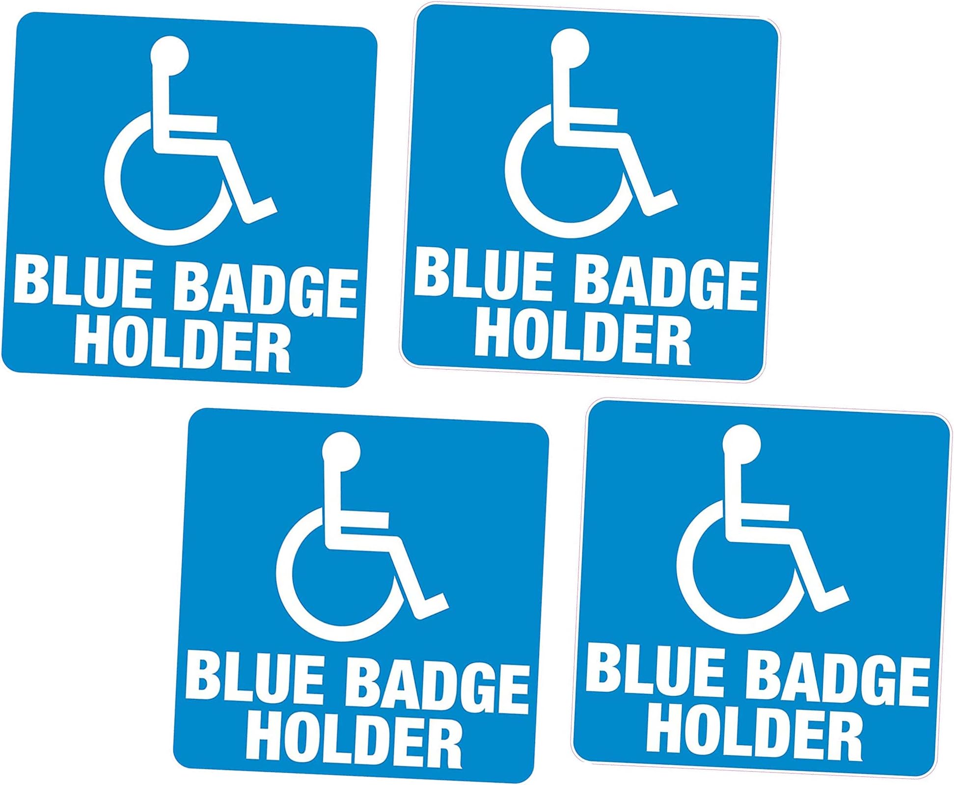 4 x Blue Badge Holder 4 Inch 100mm Sq Vinyl Sticker Disabled Car Van ...