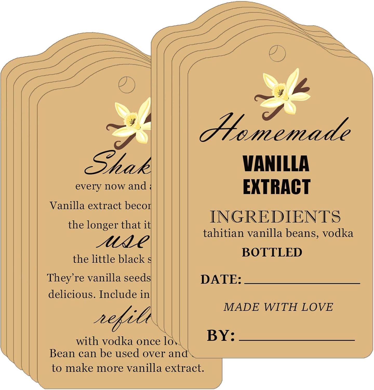 Amazon.com : 50PCS Kraft Vanilla Extract Labels Homemade Vanilla ...