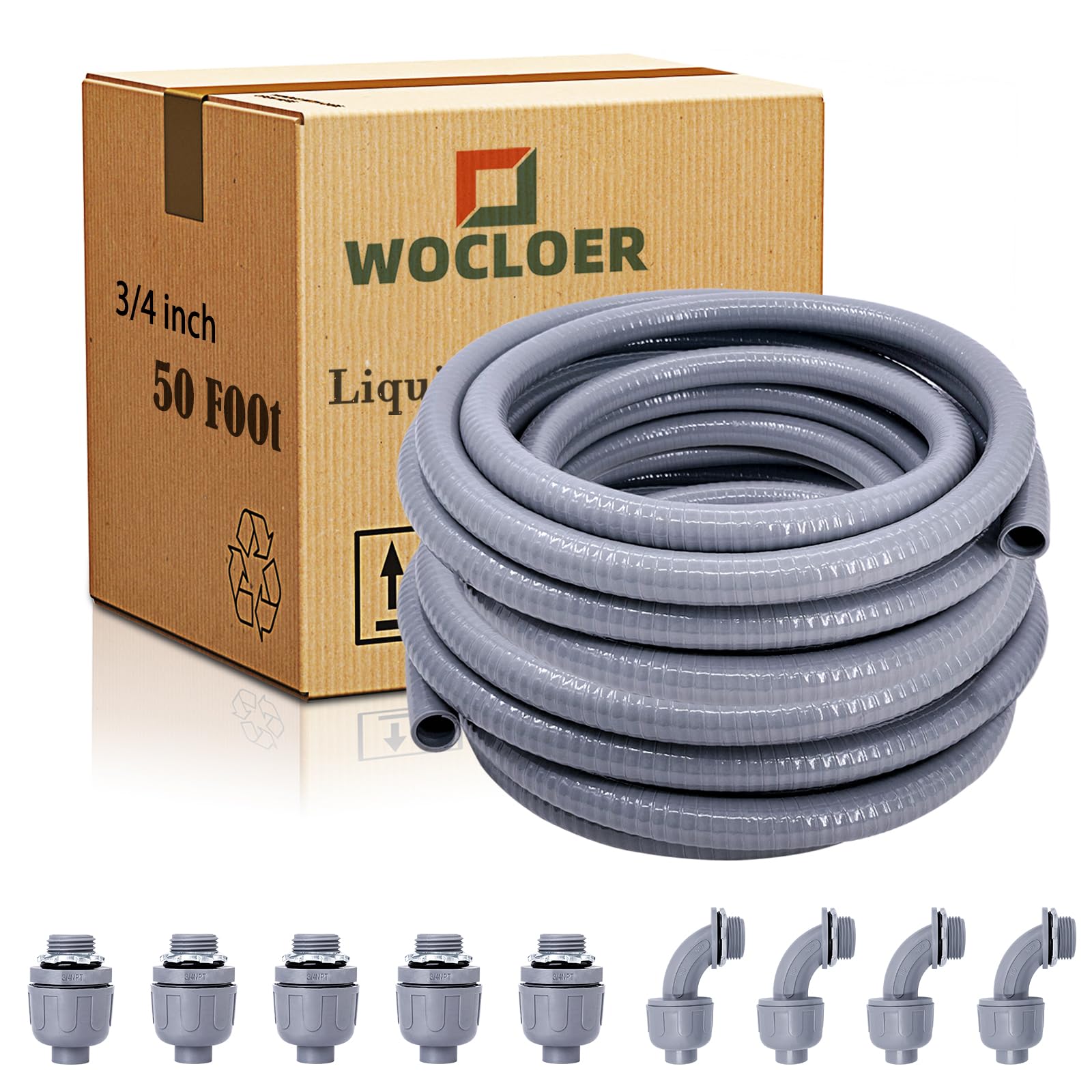 Snapklik.com : Wocloer 3/4inch 50 Foot Liquid-Tight Conduit Kit ...
