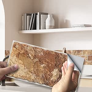 Amazon.com: Alwayspon Marble Stone Effect Vinyl Wall Tile Transfers ...