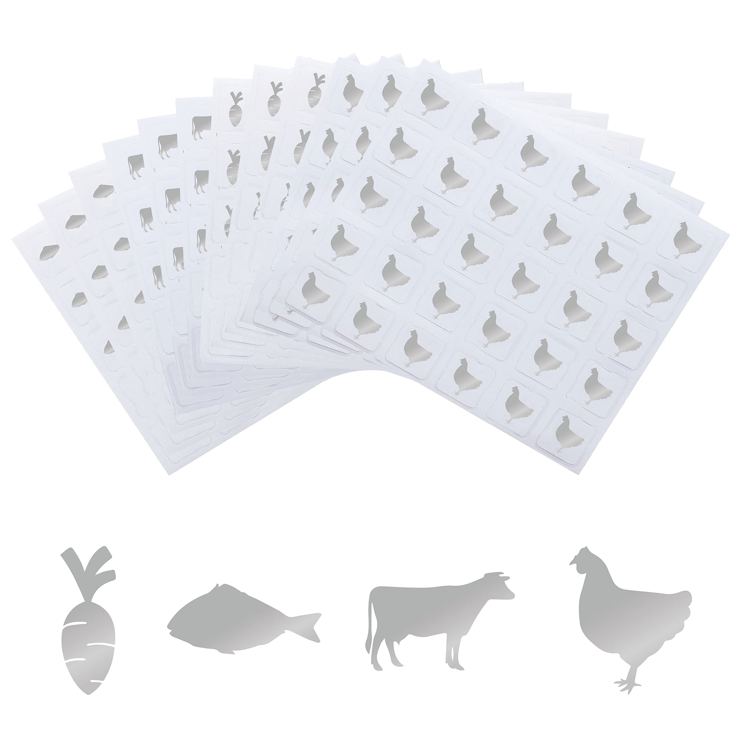 Amazon.com: OLYCRAFT 1200pcs 4 Styles Silver Meal Stickers 1 Inch Food ...