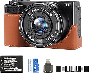 Amazon.com : Cameras for Photography 12X Optical Zoom: 64MP 4K Digital ...