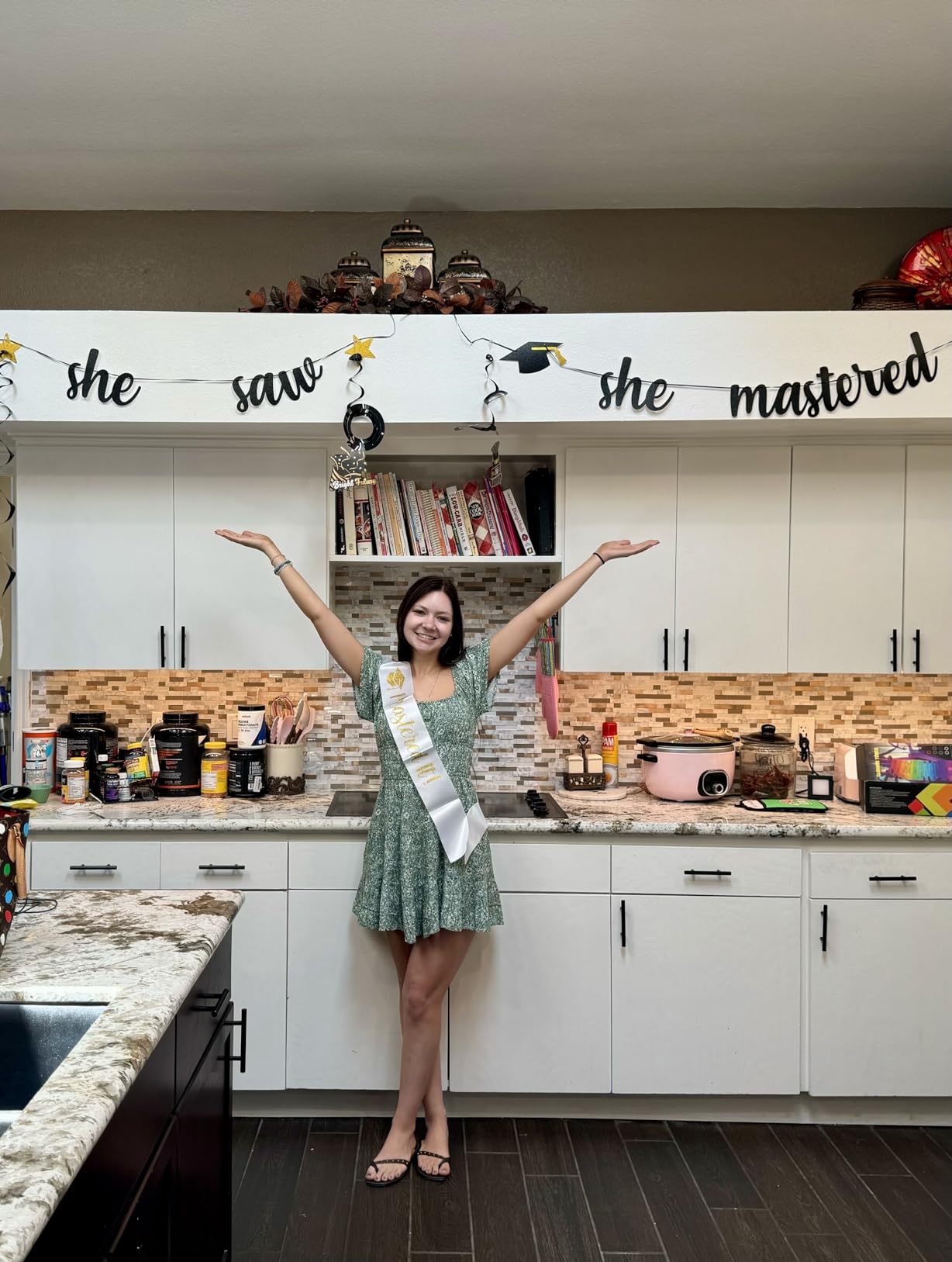 Amazon.com: 12 Pcs Masters Graduation Decorations, Black Gold She Came ...