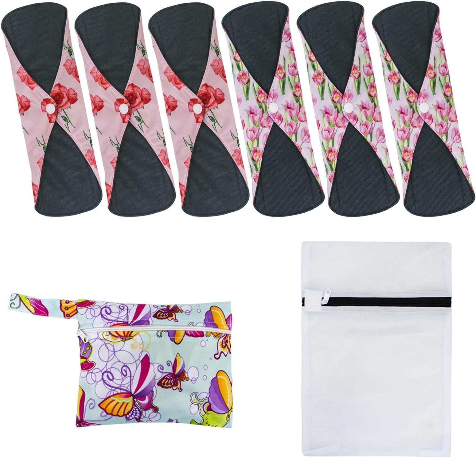 Amazon.com : Reusable Waterproof Bamboo Charcoal Menstrual Pads Sets ...