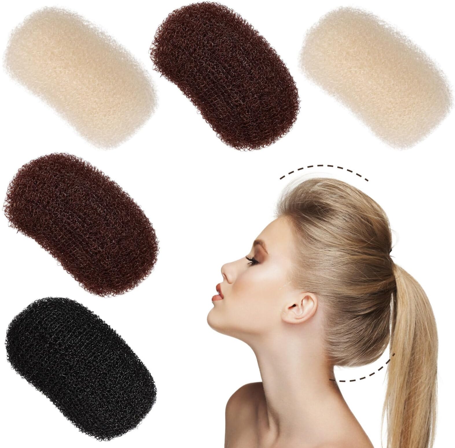 Amazon.com : 3 Pairs Sponge Bump It Up Volume Hair Clip Hair Base ...