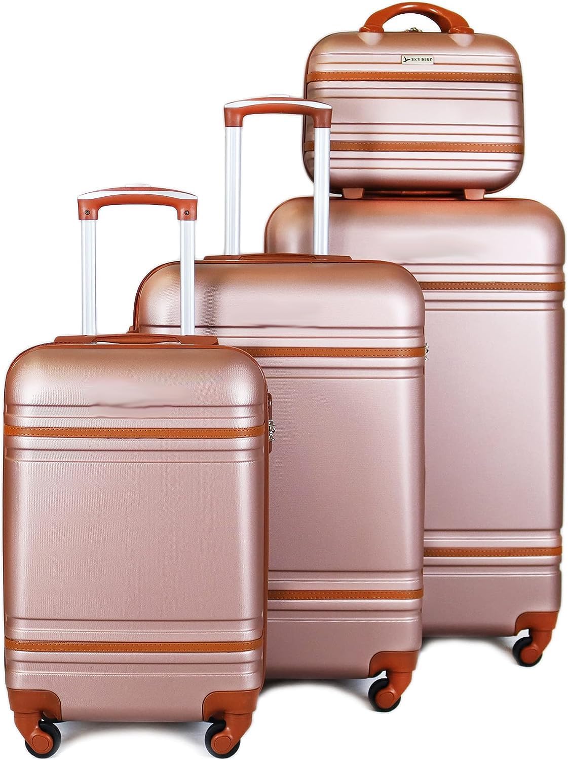 MOTONO 4Pcs Travel Luggage Sets, Beauty Case, Suitcase Set with Spinner ...