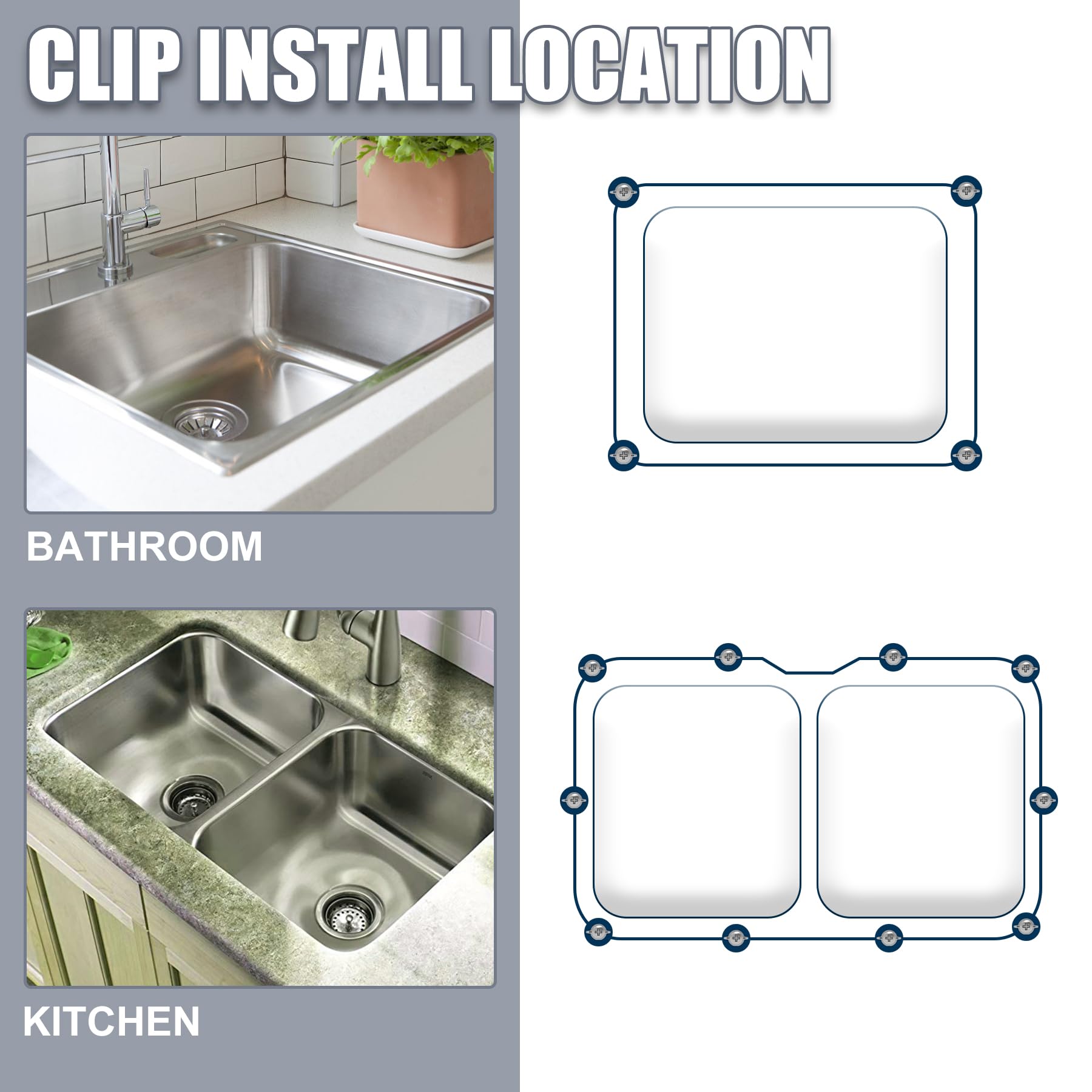 Snapklik.com : Undermount Sink Clips, 10 Pack Sink Clips Kit, Heavy ...
