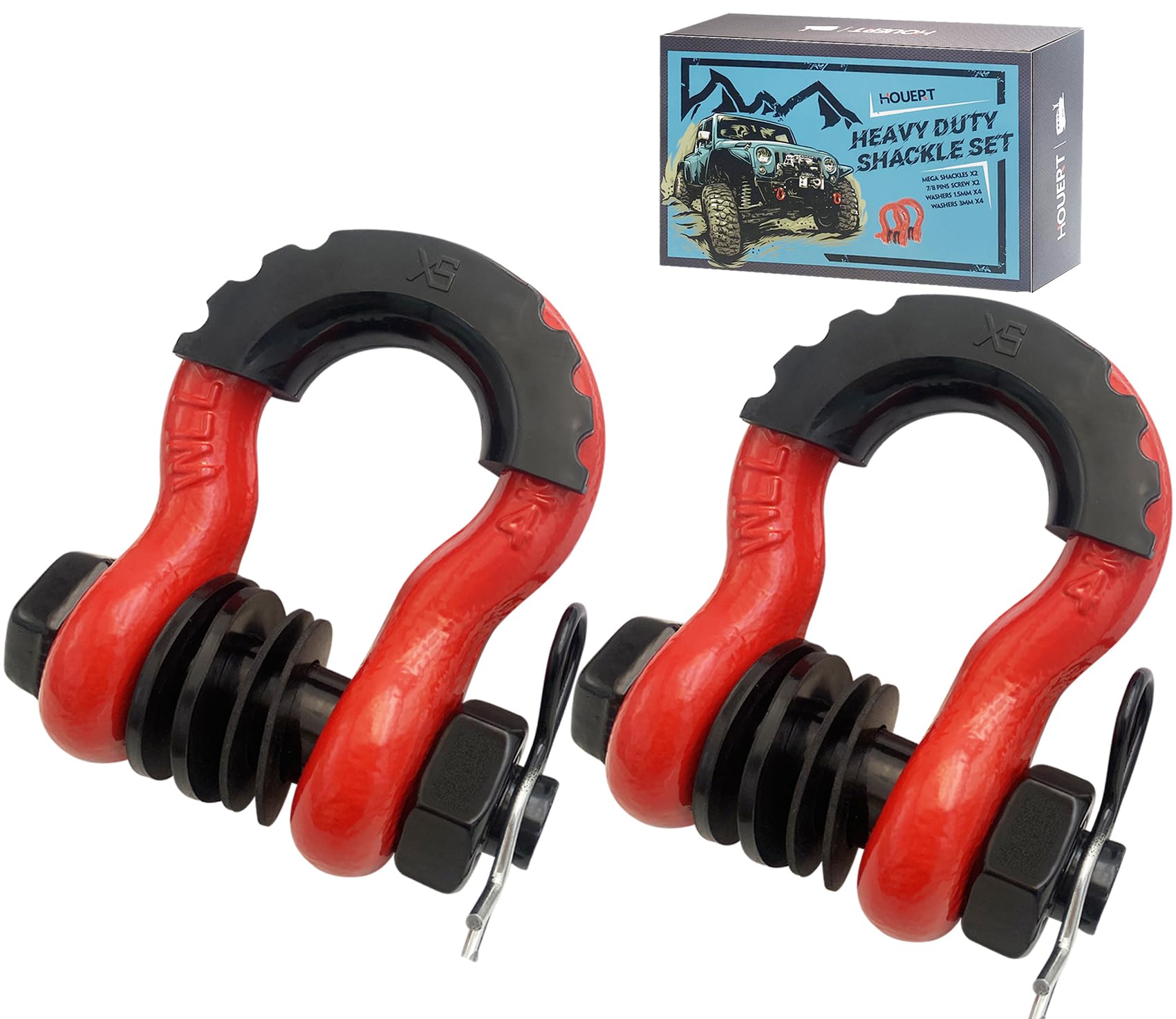 Buy HOUERT 3/4 Inch D Ring Shackle (2 Pack) Clevis Shackles Rugged 19 ...