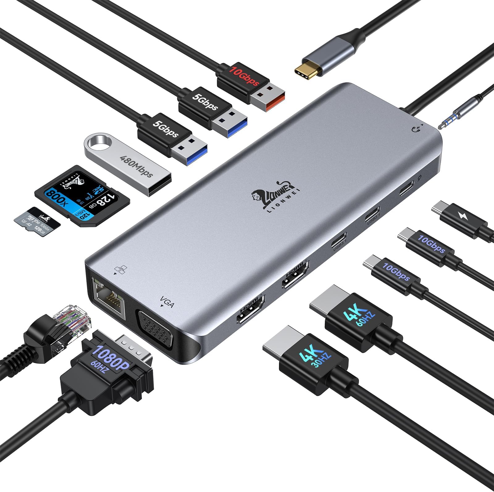 Amazon.com: LIONWEI 2 HDMI USB C Docking Station Dual Monitor for Dell ...