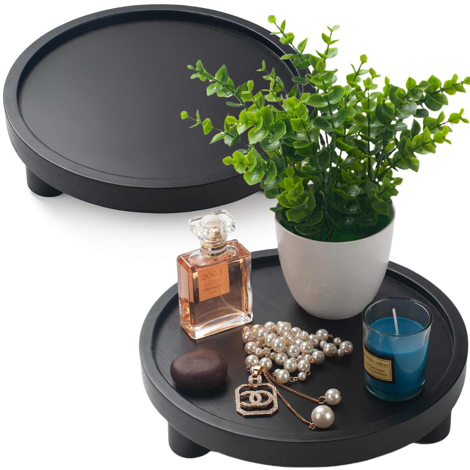 Amazon.com: 2 Pcs Wood Riser for Display, Round Wooden Tray Decor ...