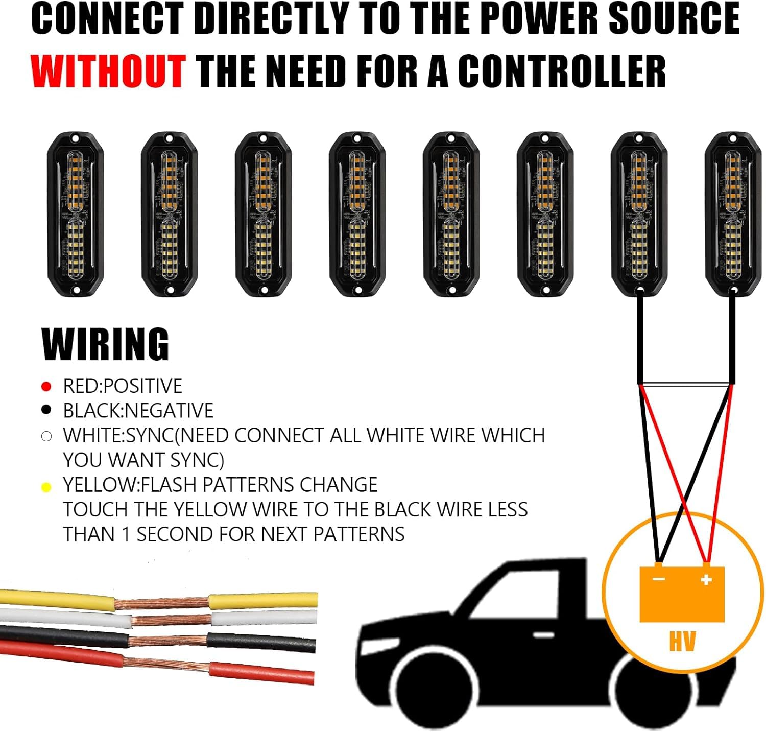 Snapklik.com : 8pcs 12 LED Surface Mount Strobe Lights, Firefighter ...