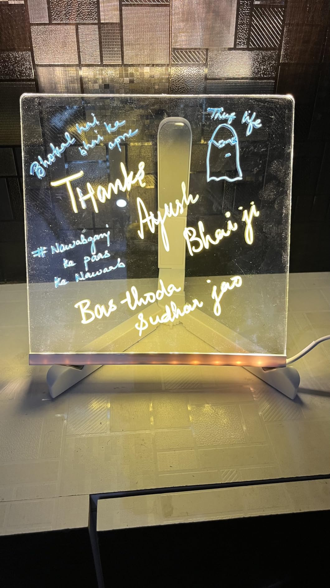 CASSOWARY® 3D Acrylic Writing Board with Pen & Light, LED Message Board ...