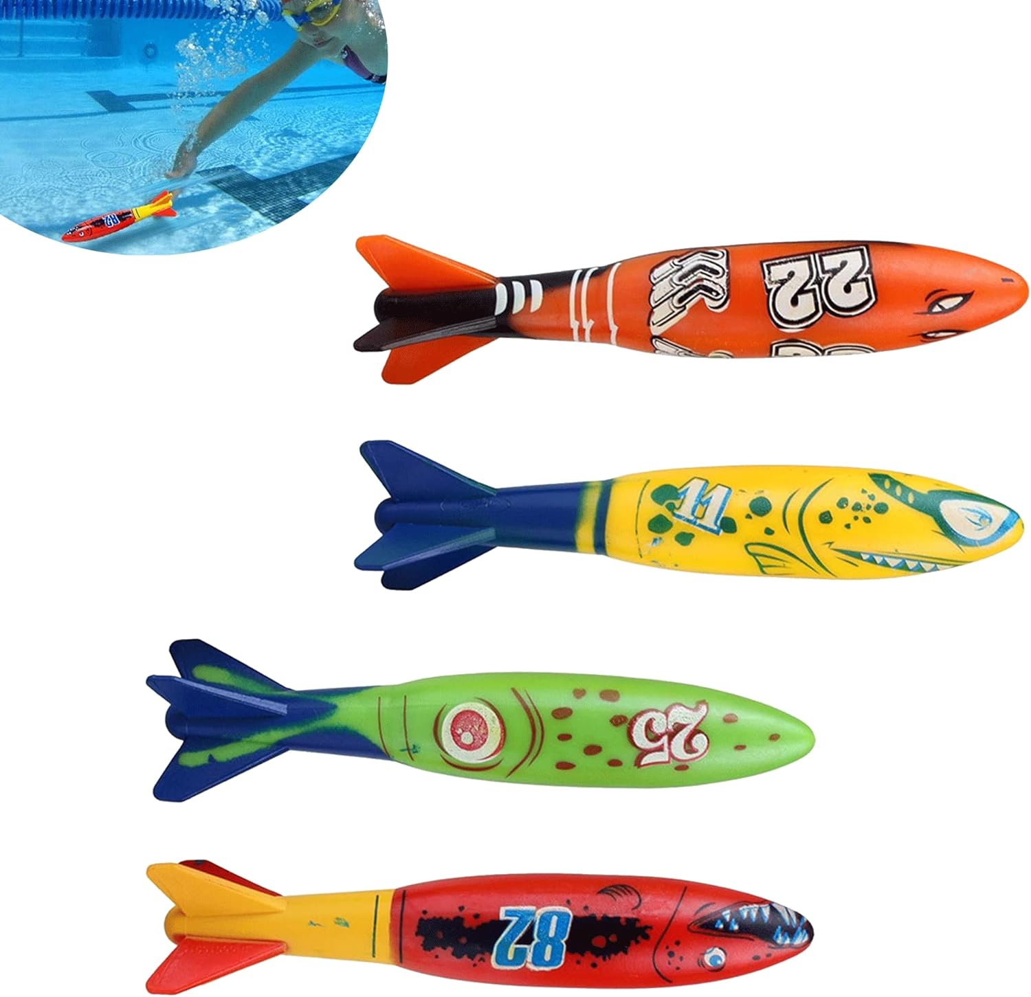 NPQ 4PCS Sinkers for Swimming Kids Game,Dive Sticks for Kids Game ...